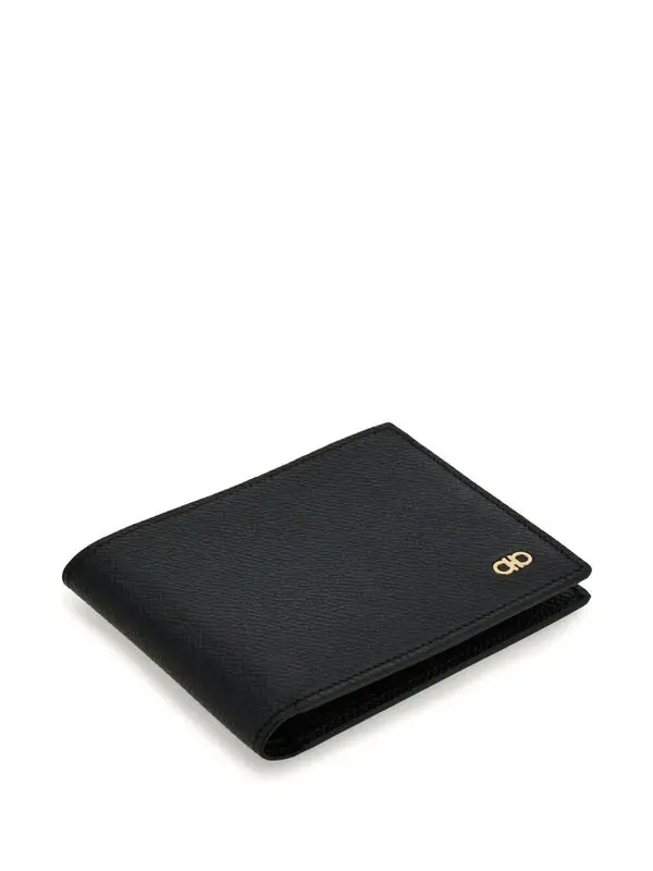 FERRAGAMO Micro Gancio Grained Leather Bi-fold Wallet - Black