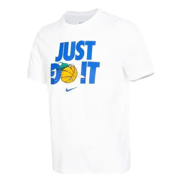 Nike Just Do It Alphabet Printing Round Neck Short Sleeve White - Multi-color