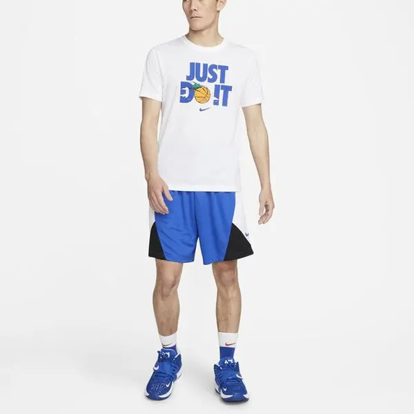 Nike Just Do It Alphabet Printing Round Neck Short Sleeve White - Multi-color