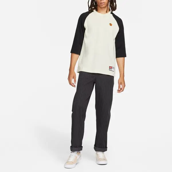Nike Colorblock Round Neck Pullover Three-quarter Sleeve T-shirt Gray