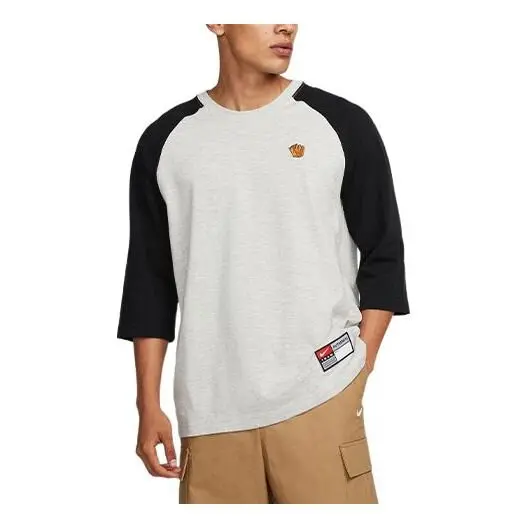 Nike Colorblock Round Neck Pullover Three-quarter Sleeve T-shirt Gray - Default Color