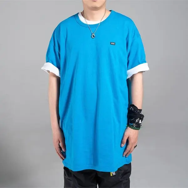 VANS Off The Wall Tee Minimalistic Small Logo Short Sleeve Couple Style - Blue