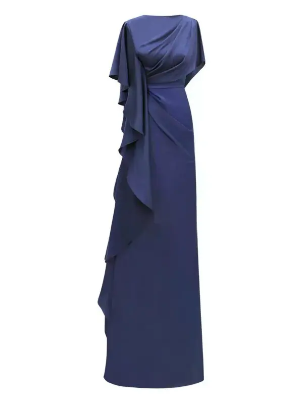 GEMY MAALOUF Asymmetric Draped Gown - Blue