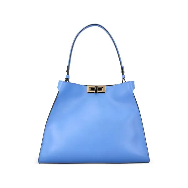 Fendi Grained Leather Tote Bag With Top Handle - Blue