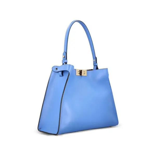Fendi Grained Leather Tote Bag With Top Handle - Blue