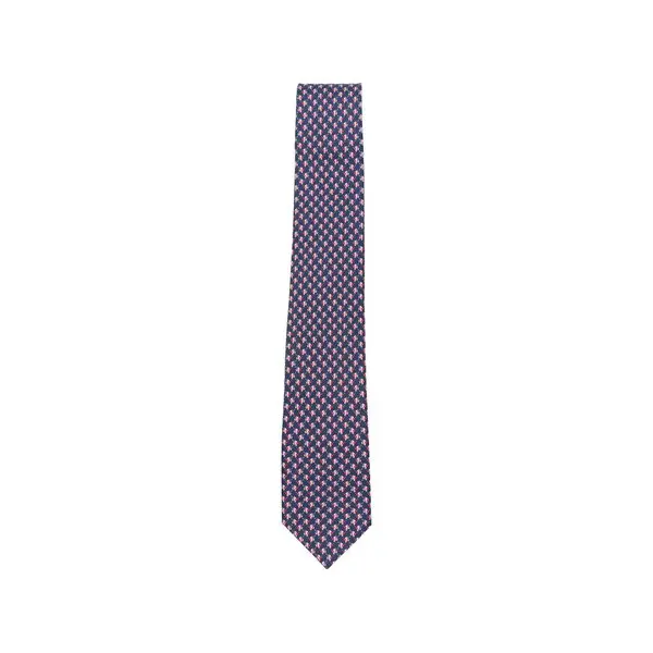 FERRAGAMO Gancini Fish Motif Silk Neck Tie