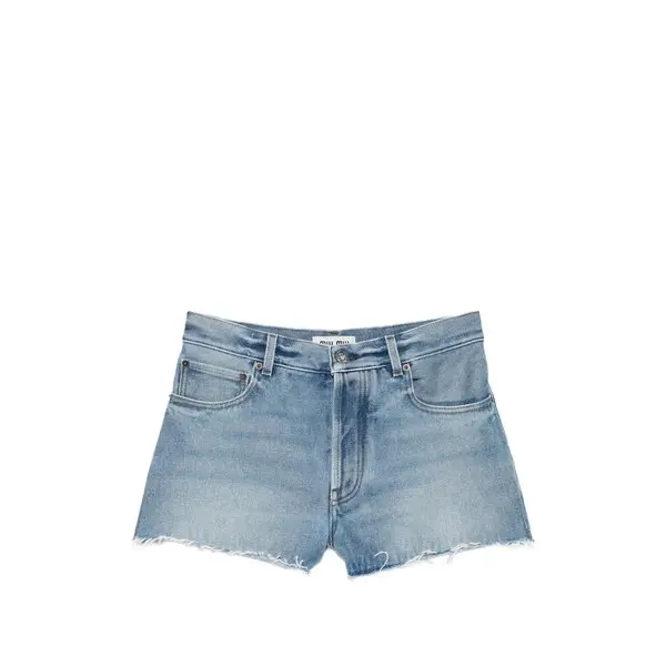 Miu Miu Light Faded Wash Denim Mini Shorts