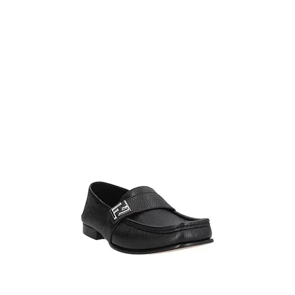 Fendi Calf Leather Loafers With Silver-tone Metal Logo Detail
