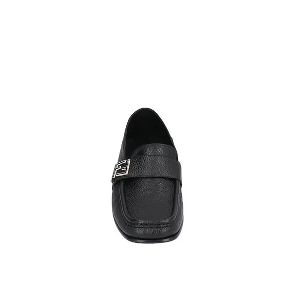 Fendi Calf Leather Loafers With Silver-tone Metal Logo Detail