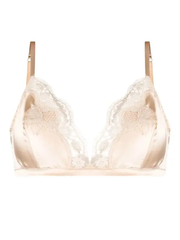 Dolce & Gabbana Soft-cup Satin Bra With Lace Detailing - Multicolor
