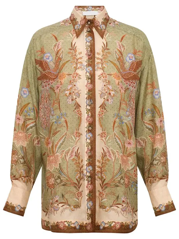 Zimmermann Indra Relaxed Silk Shirt - Green