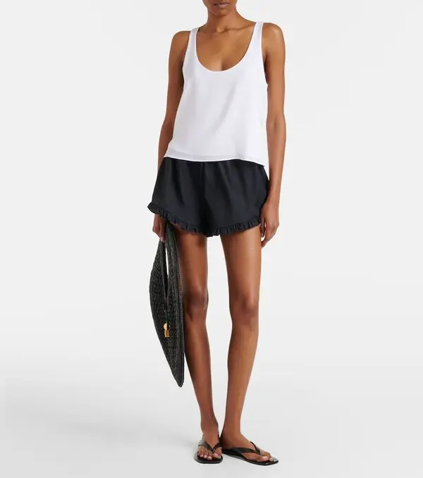 Hunza G Frill Cotton Poplin Shorts - Black