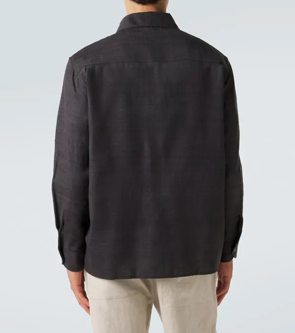 SAMAN AMEL Regis Silk Shirt Jacket - Black