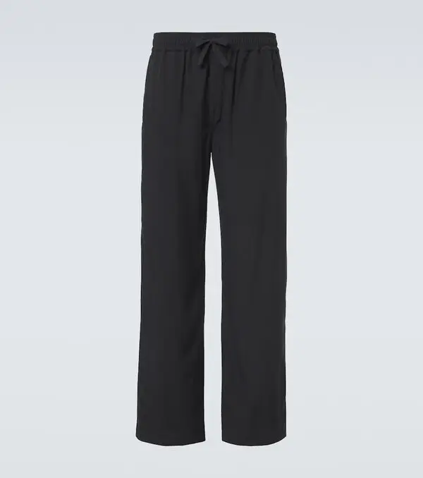 SAMAN AMEL Silk Straight-leg Trousers - Black