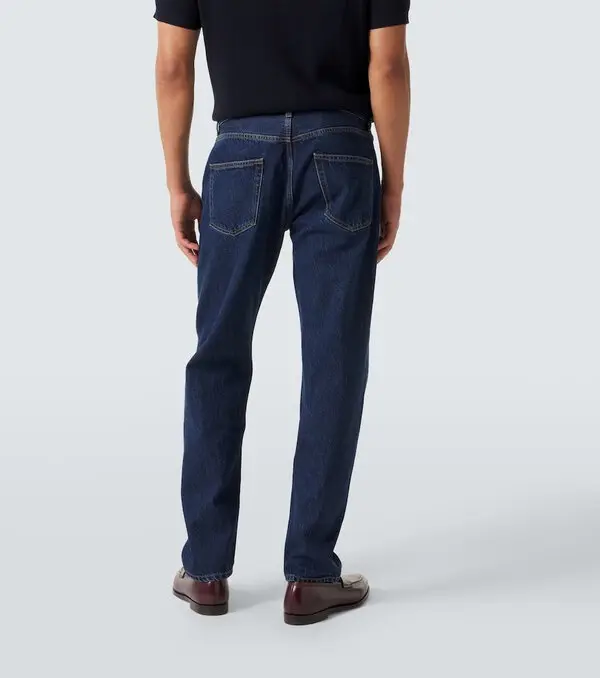 Thom Sweeney Straight Jeans In Dark Wash Cotton