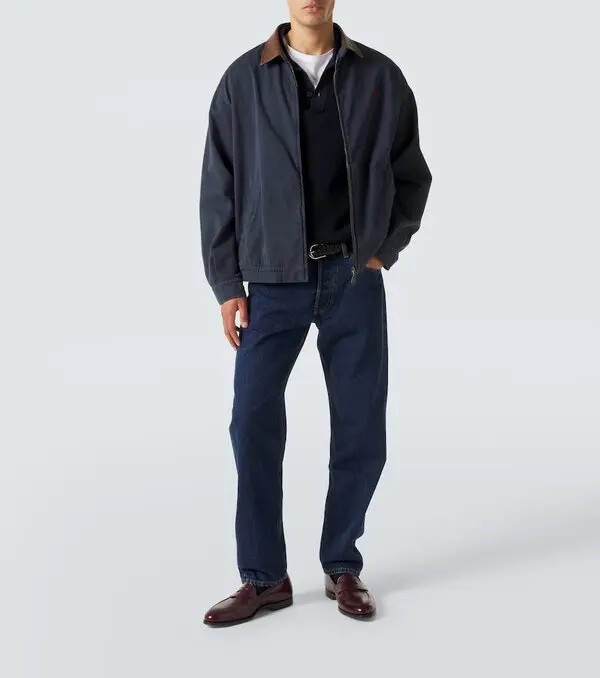 Thom Sweeney Straight Jeans In Dark Wash Cotton