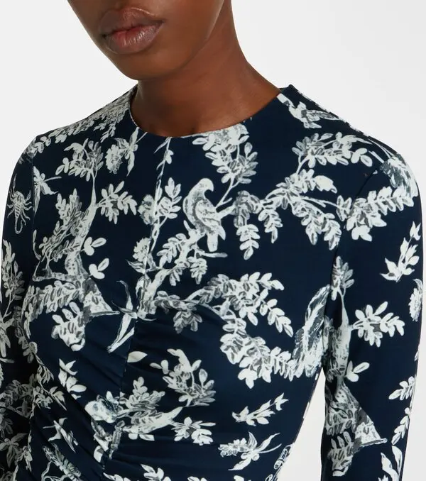 Erdem Floral Ruched Midi Dress