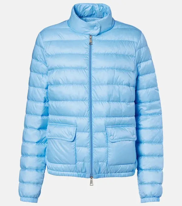 Moncler Quilted Down Jacket With Zipper And Snap-button Fastenings - Blue
