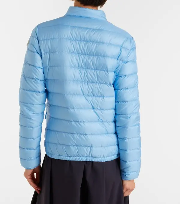 Moncler Quilted Down Jacket With Zipper And Snap-button Fastenings - Blue