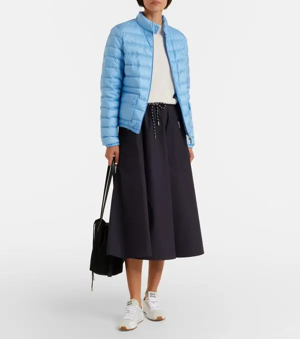 Moncler Quilted Down Jacket With Zipper And Snap-button Fastenings - Blue