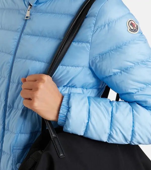Moncler Quilted Down Jacket With Zipper And Snap-button Fastenings - Blue