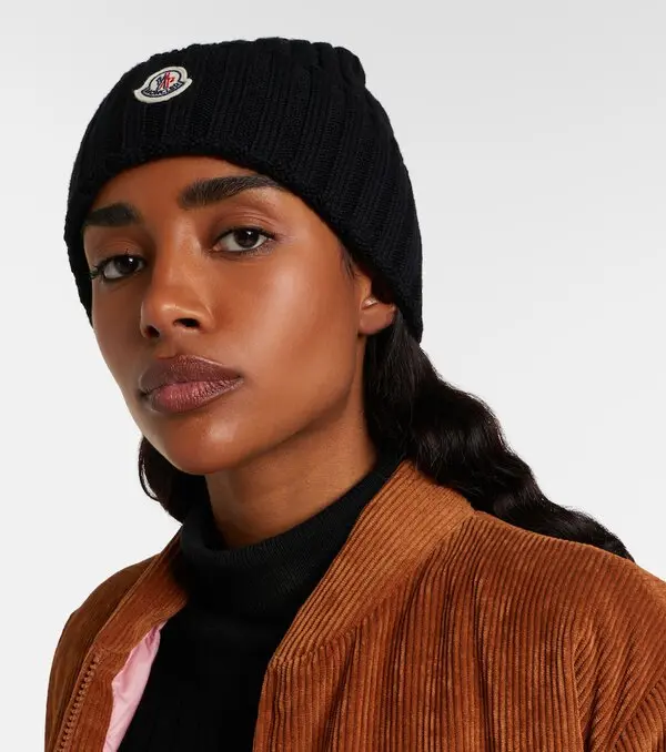 Moncler Ribbed-knit Virgin Wool Beanie - Black