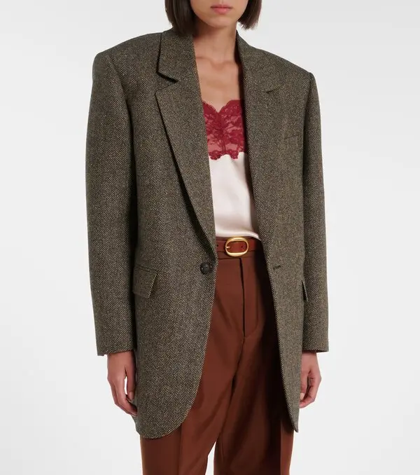 Saint Laurent Herringbone Wool-blend Blazer