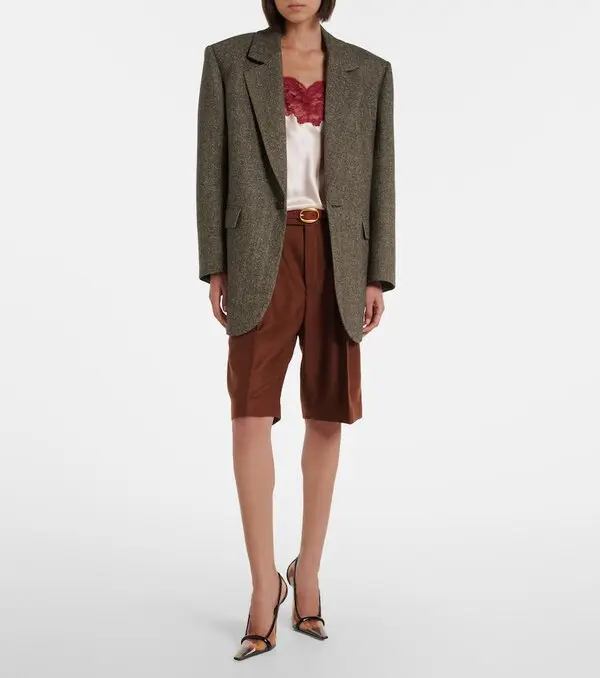 Saint Laurent Herringbone Wool-blend Blazer