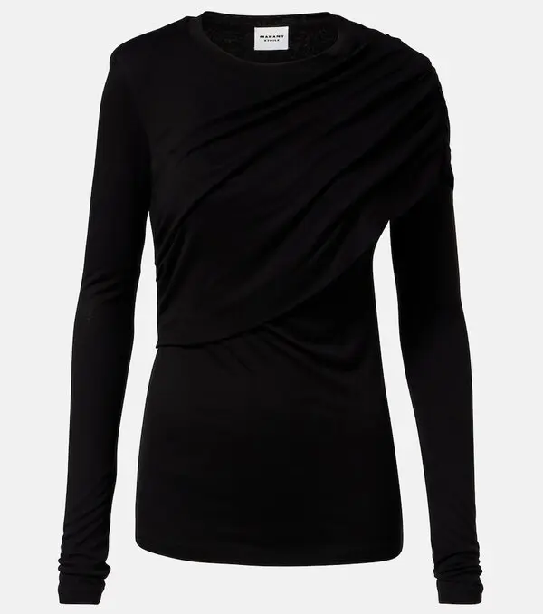 MARANT ETOILE Draped Jersey Top - Black