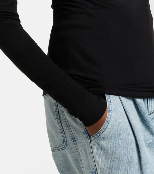 MARANT ETOILE Draped Jersey Top - Black