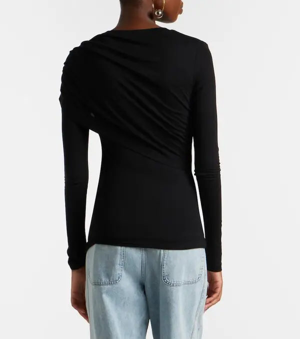 MARANT ETOILE Draped Jersey Top - Black