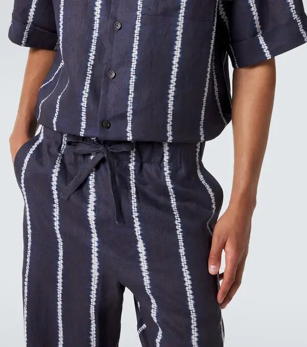 Commas Name Striped Linen Wide-leg Pants