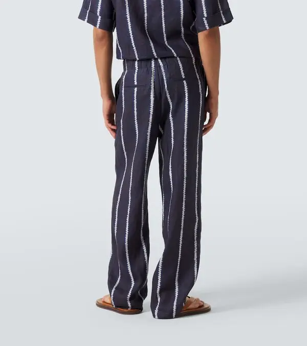 Commas Name Striped Linen Wide-leg Pants