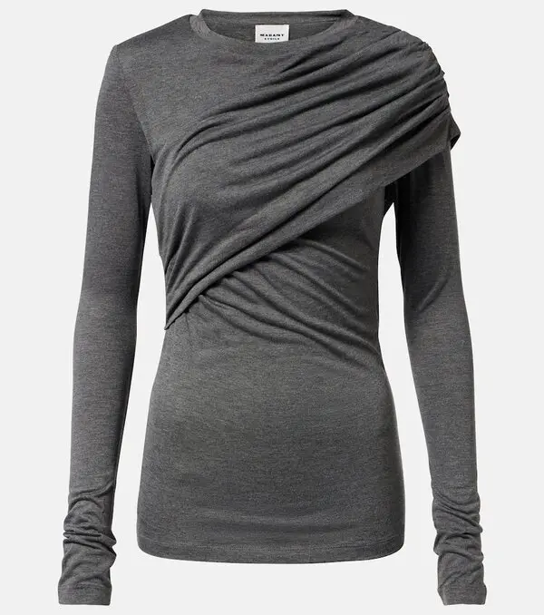 MARANT ETOILE Draped Jersey Top - Grey