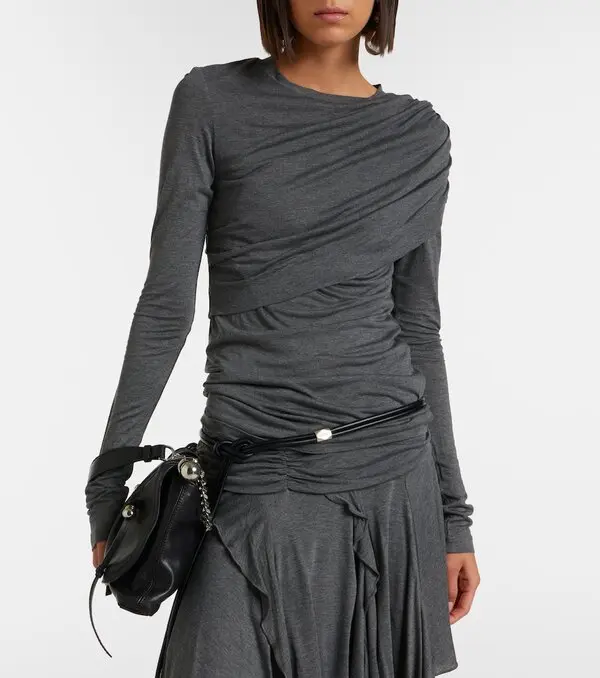 MARANT ETOILE Draped Jersey Top - Grey