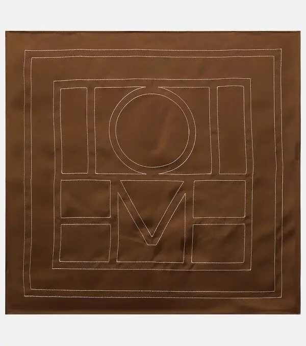 TOTEME Embroidered Monogram Silk Scarf - Brown