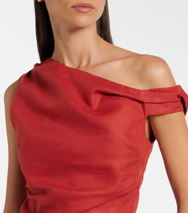 SIR. Asymmetric Linen Top - Red