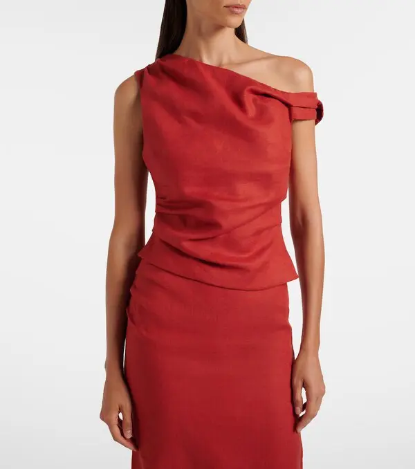SIR. Asymmetric Linen Top - Red