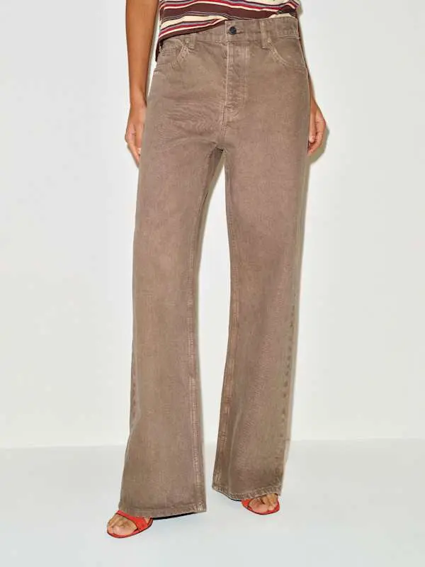 REFORMATION Clyde Low Rise Baggy Jeans - Brown