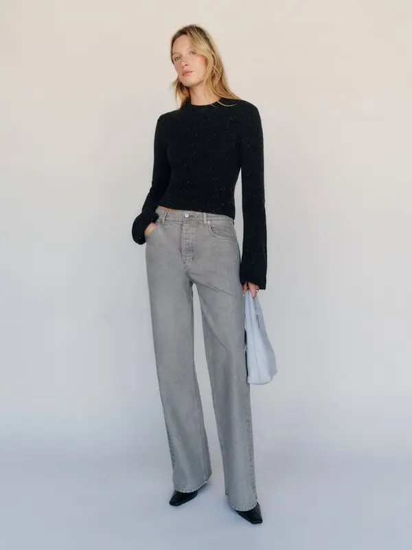 REFORMATION Clyde Low Rise Baggy Jeans - Grey