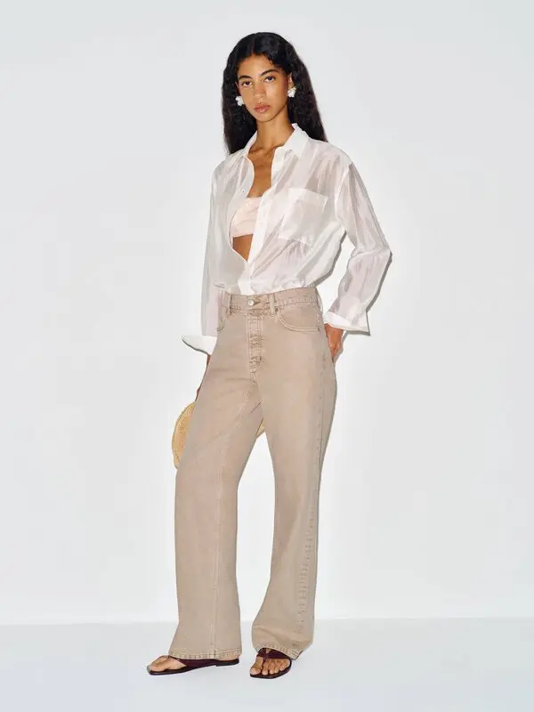REFORMATION Clyde Low Rise Baggy Jeans - Natural