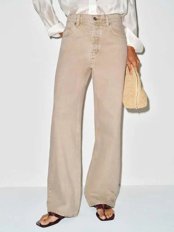 REFORMATION Clyde Low Rise Baggy Jeans - Natural
