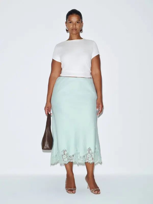 REFORMATION Carolina Linen Skirt - Blue