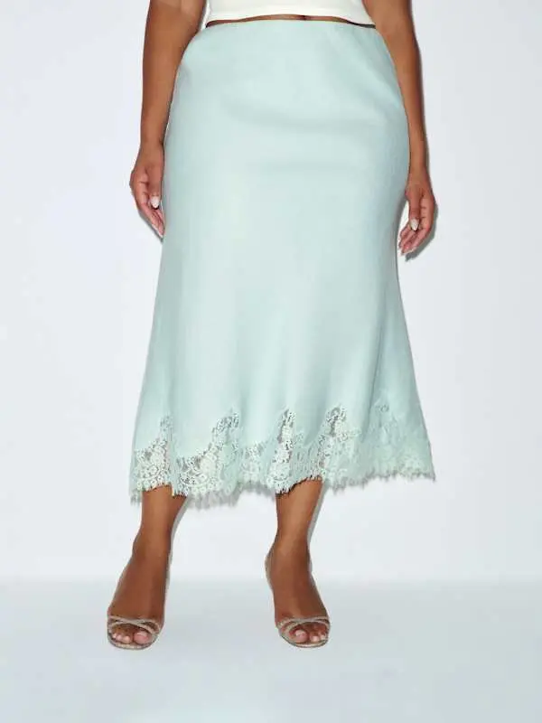 REFORMATION Carolina Linen Skirt - Blue