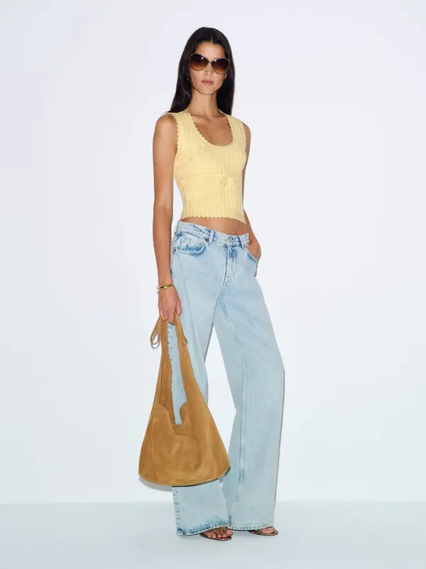 REFORMATION Erin Cotton Sweater Tank Top - Yellow