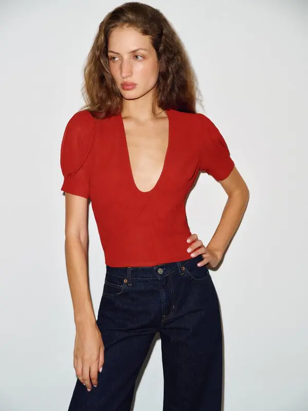 REFORMATION Akaia Top - Red