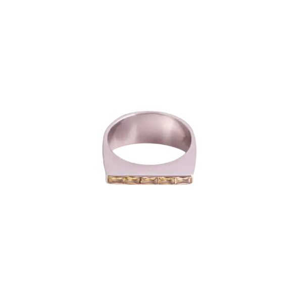 MIDDLE FINGER Diamond Back Ring With Citrine - Silver