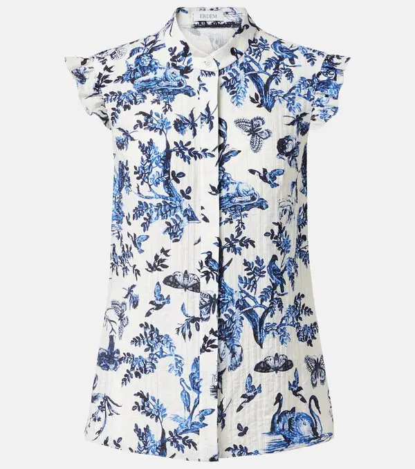 Erdem Floral Jacquard Top - Blue