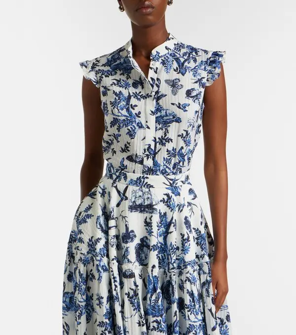Erdem Floral Jacquard Top - Blue