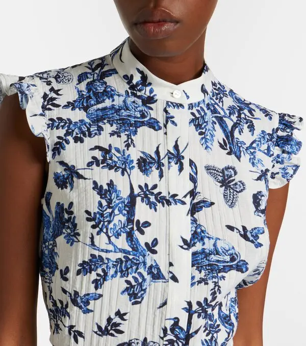 Erdem Floral Jacquard Top - Blue